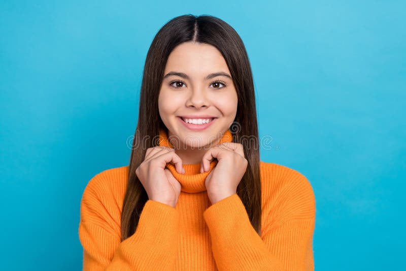 Photo Of Optimistic Cute Pretty Girl With Long Hairstyle Wear Knit