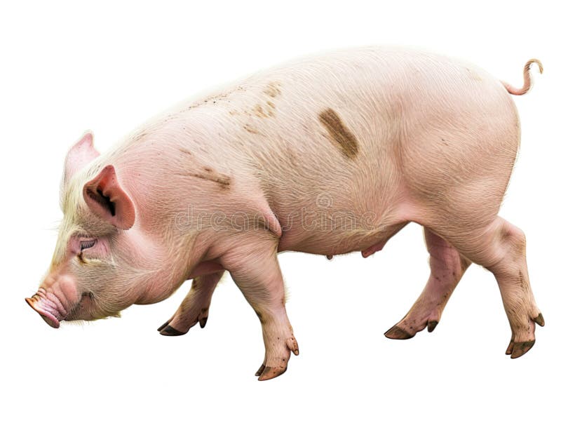 Photo of P Pig, Full Body, in Movement. Isolated on White Background ...