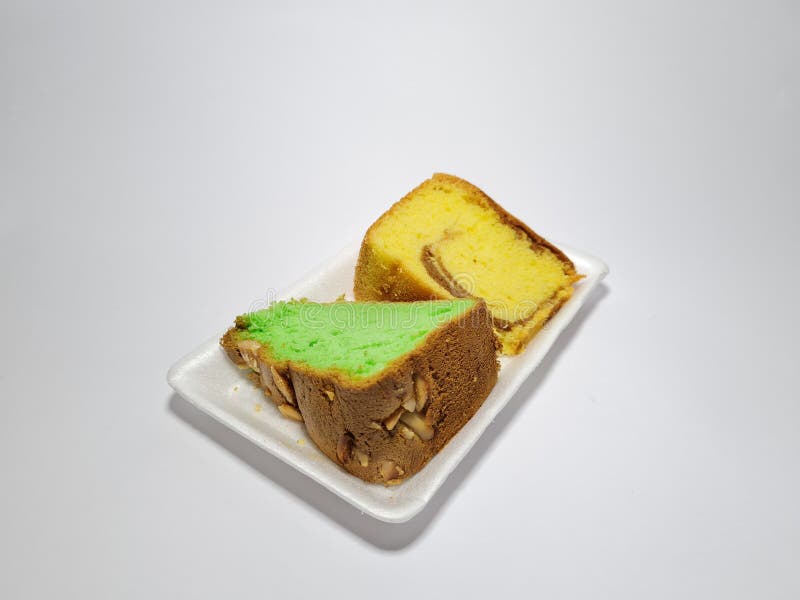 Pandan and Chocolate Flavored Sponge Bread in a White Container Stock ...