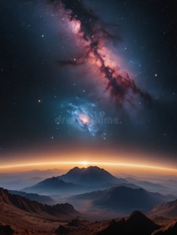 Photo of Panoramic Space Scene with Stars and Nebula. Generative AI ...