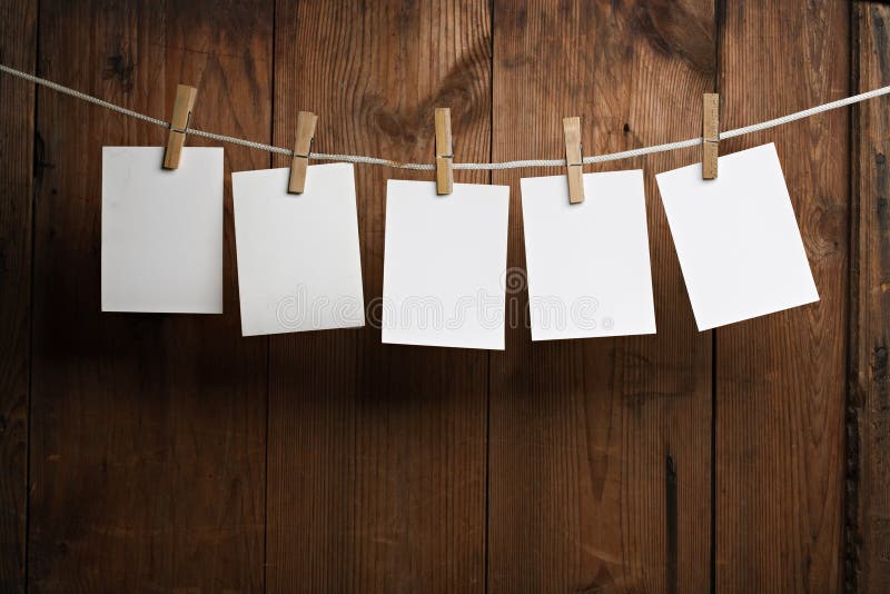 Photo Paper Attach To Rope with Clothes Pins Stock Photo - Image of ...