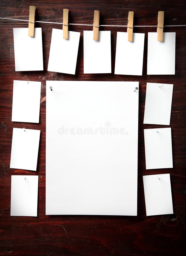 Photo Paper Attach To Rope with Clothes Pins Stock Photo - Image of ...