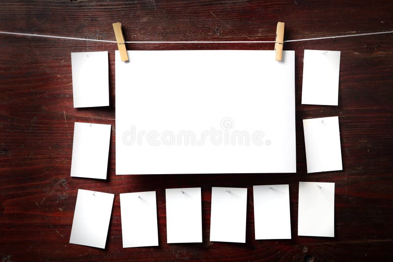 Photo Paper Attach To Rope with Clothes Pins Stock Photo - Image of ...
