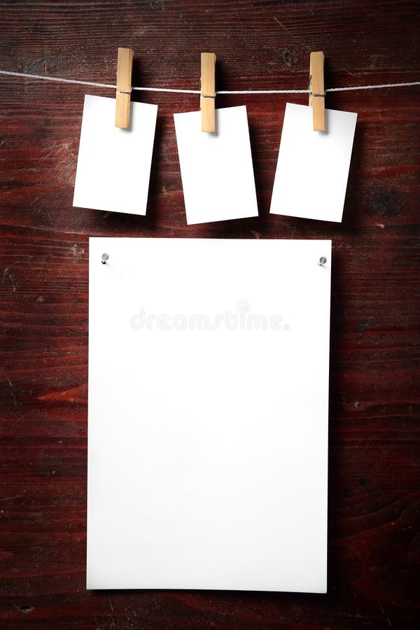 Photo Paper Attach To Rope with Clothes Pins Stock Photo - Image of ...