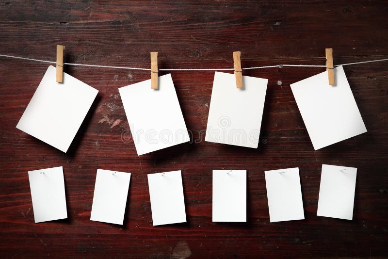 Photo Paper Attach To Rope With Clothes Pins Stock Photo - Image of ...