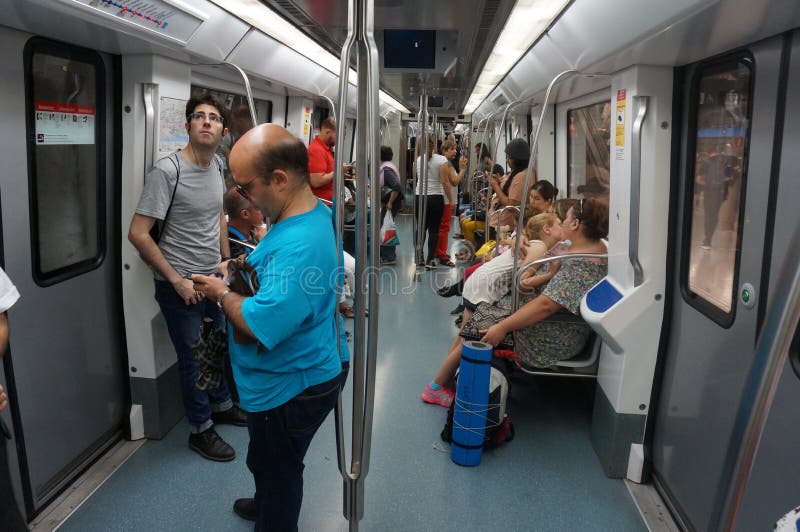 Riding the Subway Train in Barcelona Spain Editorial Stock Photo ...