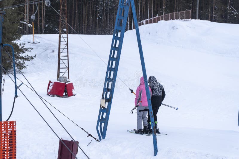 Photo of People at the Ski Resort, Ski Lift Stock Image - Image of ...