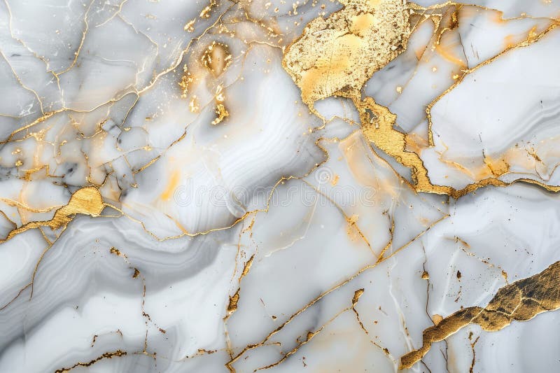 Photo of Perfect White Marble Pattern with Golden Veins. Background ...