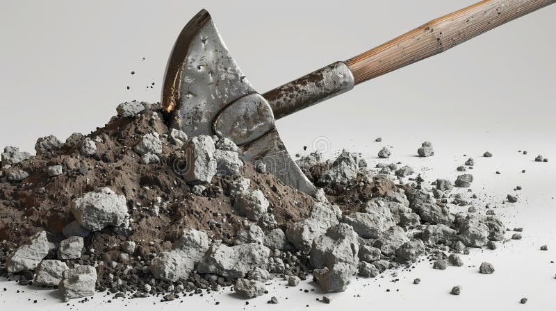 Photo of a Person Using a Pickaxe To Excavate Soil on a White Backdrop ...