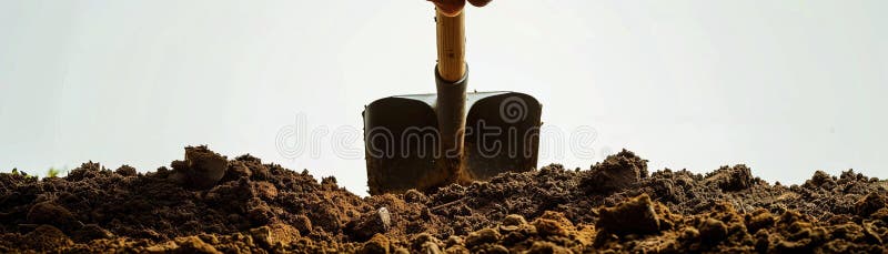 Photo of a Person Using a Shovel To Dig a Hole in Soil Against a Plain ...