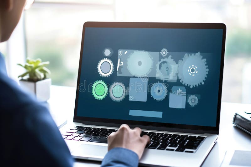 Photo of a Person Working on a Laptop Computer Stock Illustration ...