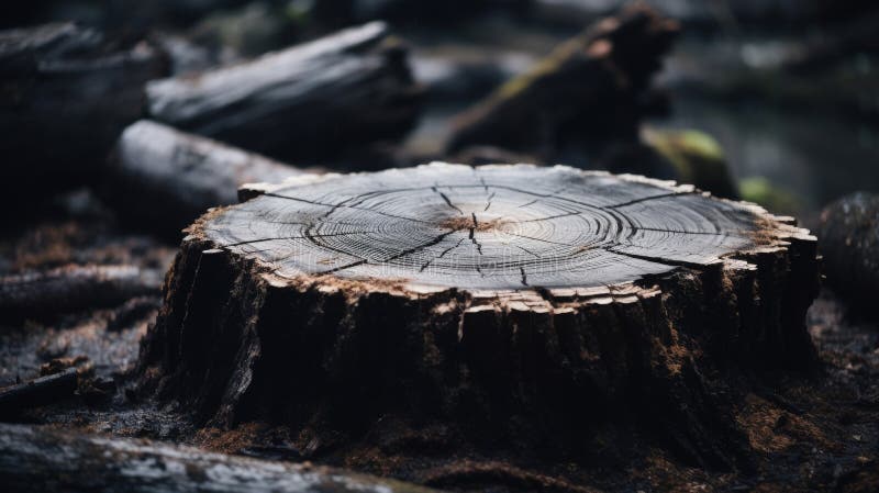 Photo of Petrified Tree Stump in Woodland Setting Stock Illustration ...
