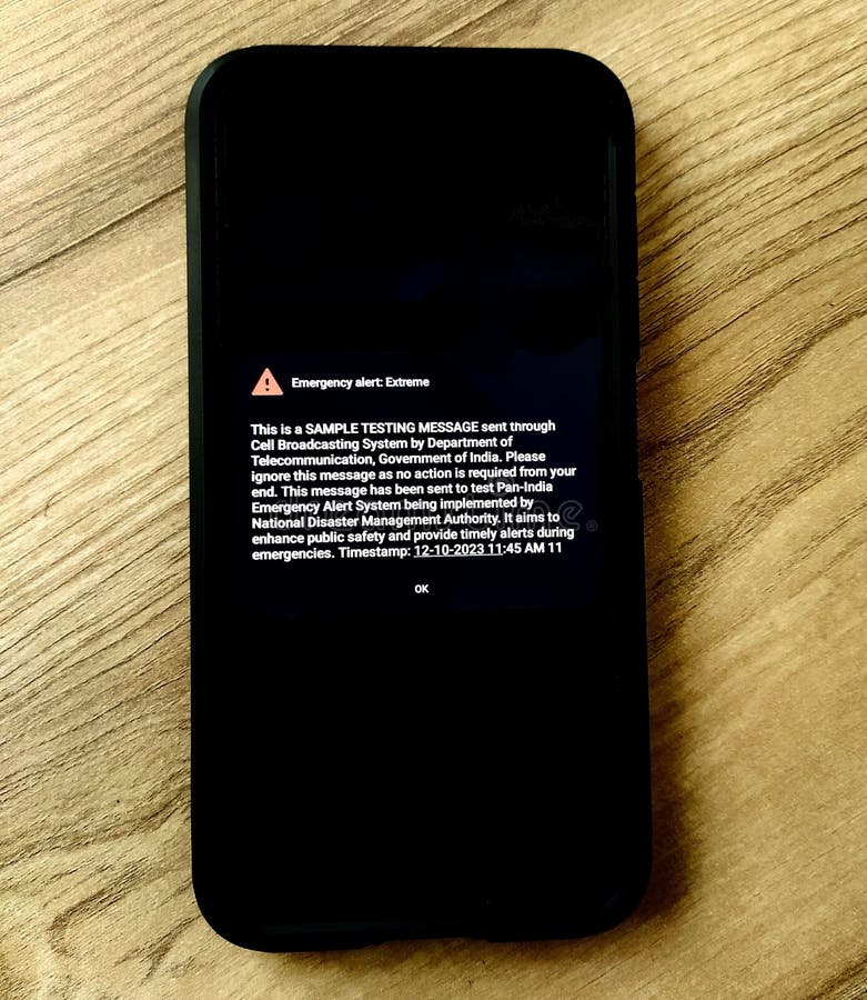 Photo of a Phone Displayed with a Sample Testing Message Stock Image ...