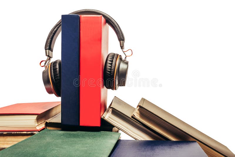 Photo of a Pile of Books and Headphones on Top of it Stock Photo ...