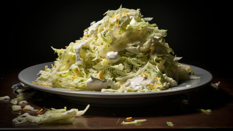 Photo of a Plate of Shredded Cabbage Stock Illustration - Illustration ...