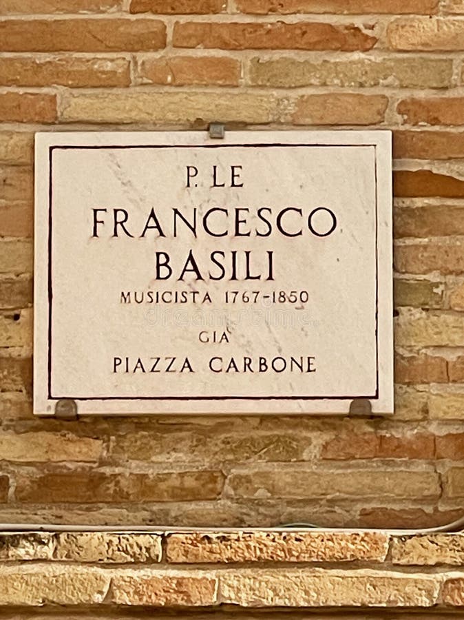 Francesco Basili Plaque on the Wall of Loreto, Italy Editorial Stock ...