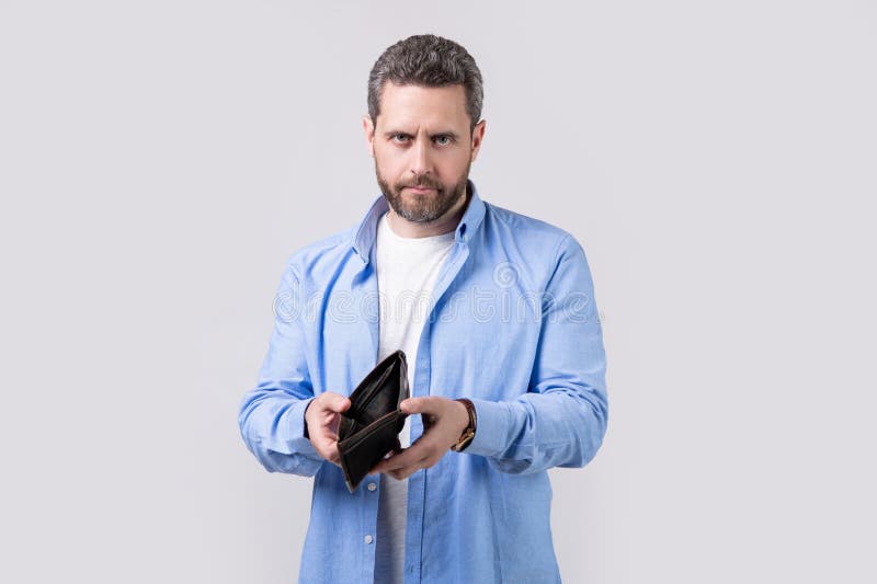 Photo of Poor Broke Man with Wallet. Broke Man with Wallet Isolated on ...