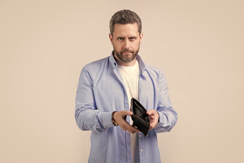 Photo of Poor Broke Man with Wallet. Broke Man with Wallet Isolated on ...