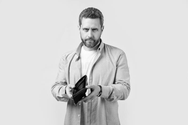 Photo of Poor Broke Man with Wallet. Broke Man with Wallet Isolated on ...