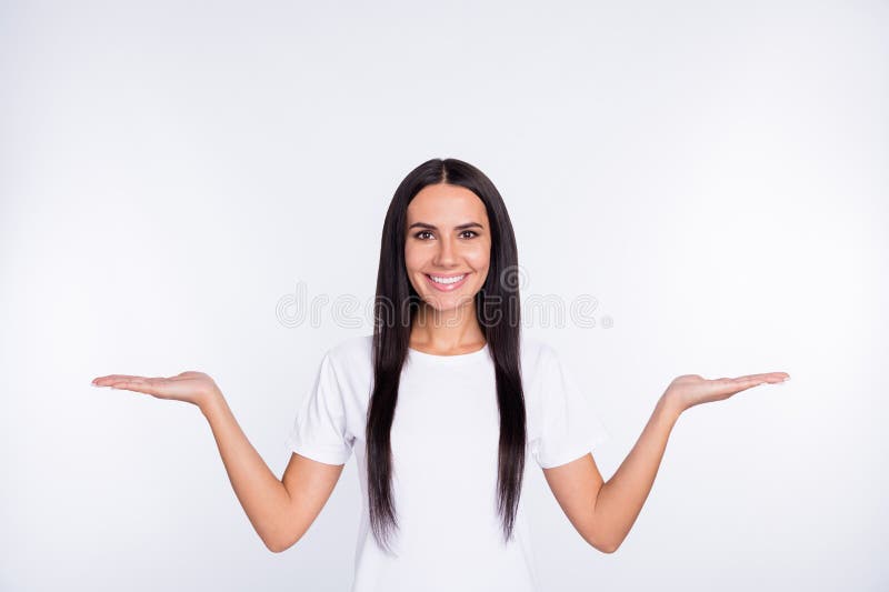 Photo Portrait of Woman Smiling Scaling Blank Spaces on White Color ... Photo Portrait of Woman Smiling Scaling Blank Spaces on White Color ...