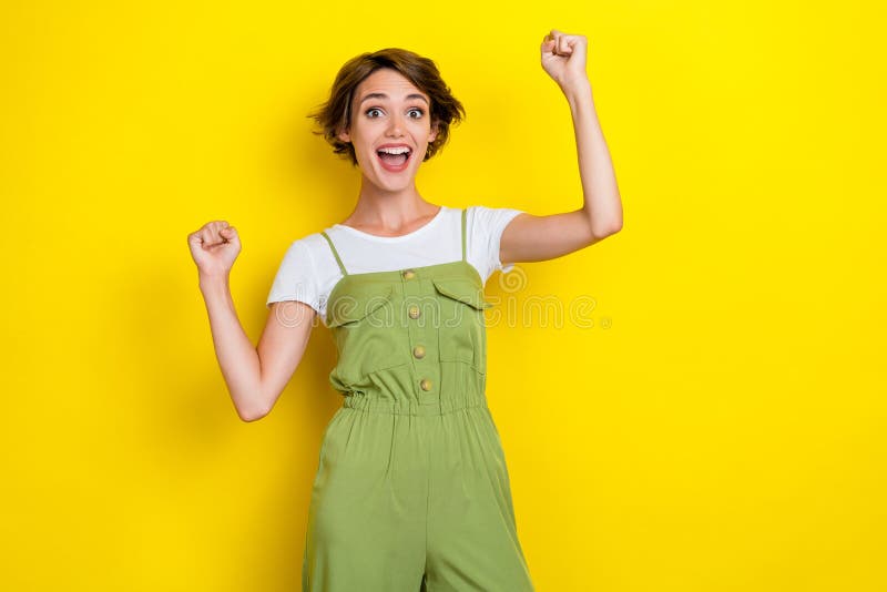 Photo Of Positive Overjoyed Nice Girl With Bob Hairdo Wear White T