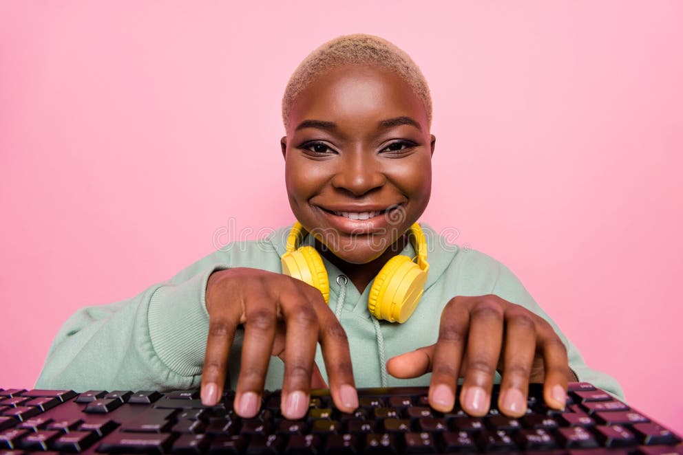 Photo of Pretty Girl Freelancer Programmer Coding Making New Software ...