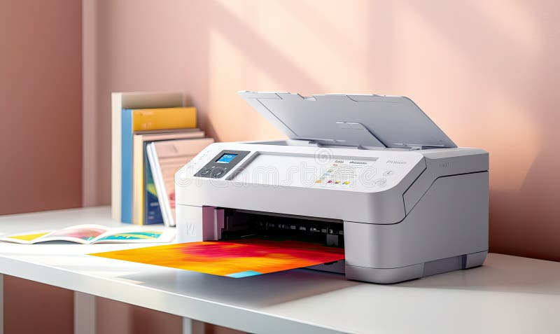 Photo of a Printer on a Table with Another Printer on Top Stock ...