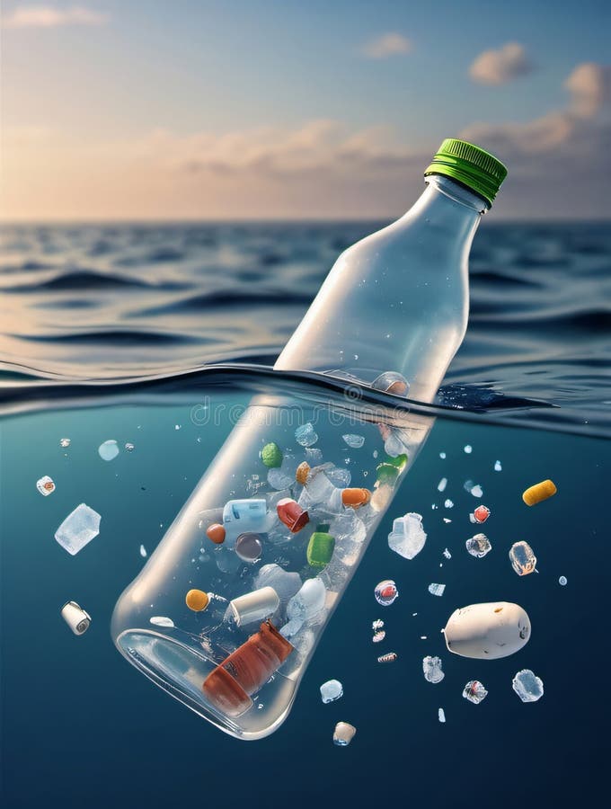 Photo of Problem Plastic Bottles and Microplastics Floating in the Open ...