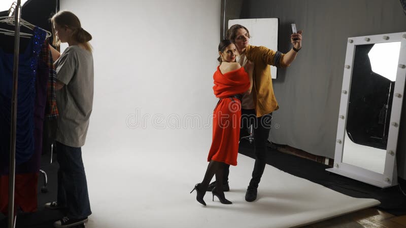 Backstage of Model and Professional Team in the Studio. Model and ...