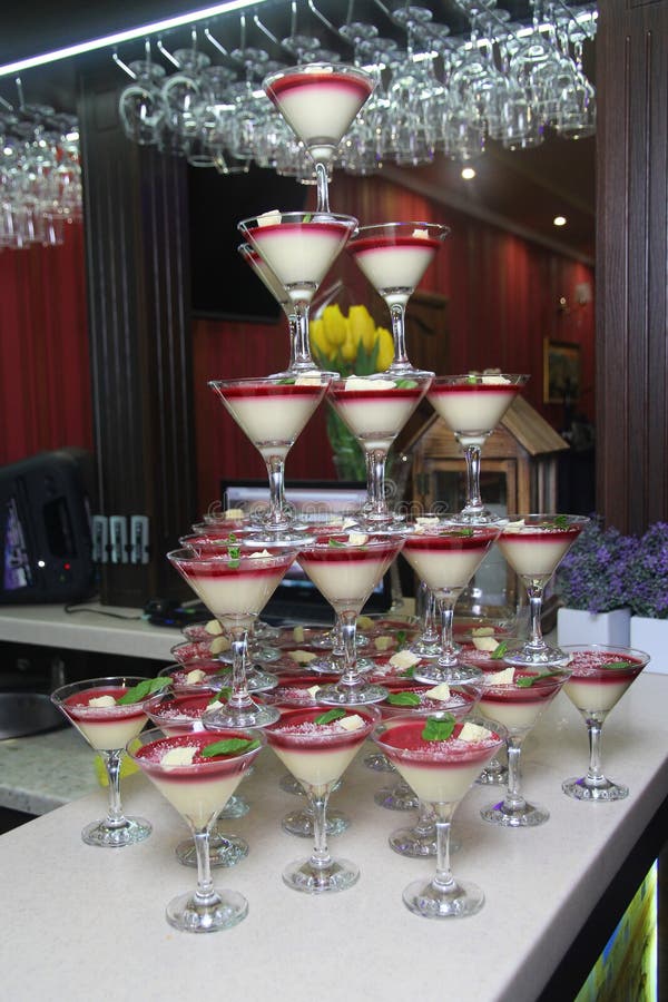 Photo of a Pyramid of Cocktails on a Bar Counter Stock Image - Image of ...