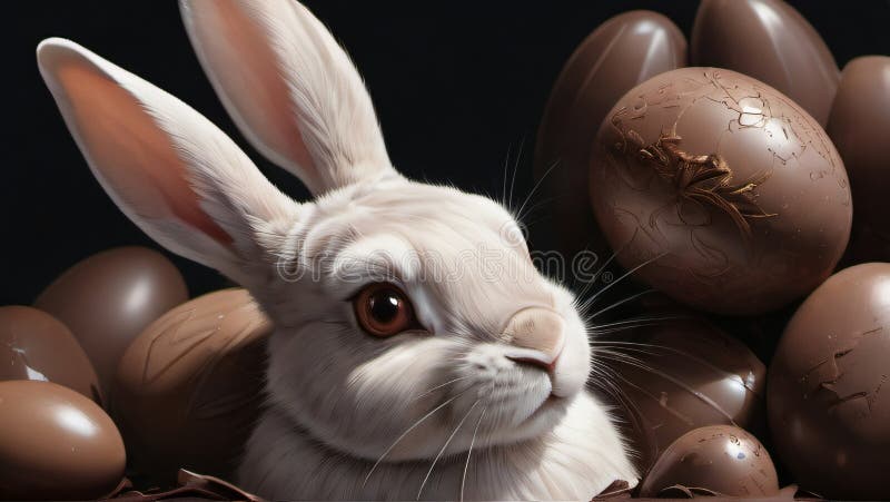 Photo of Rabbit and Easter Chocolate. Generative AI Stock Illustration ...
