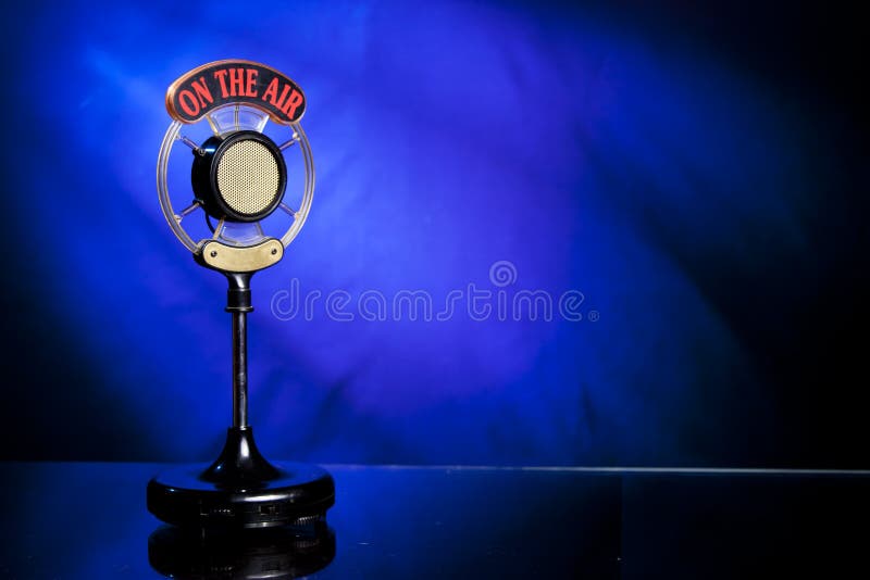 Photo of Radio Microphone on Blue Background Stock Image - Image of ...