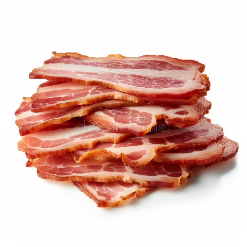 Ultra-realistic Bacon Photography on White Background Stock ...