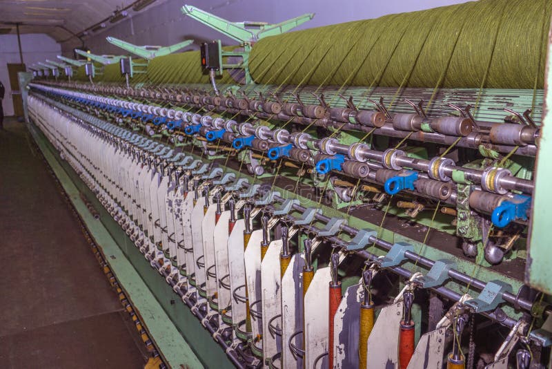 Wool Bobbin Making Machine. Traditional Woolen Factory Stock Photo ...