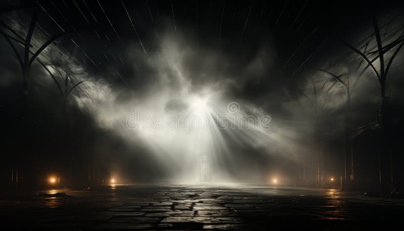 Photo of Rays of Light Comes through the Dark Foggy Area Stock ...