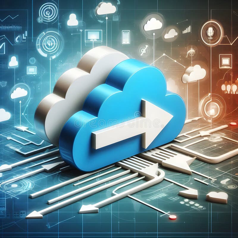 Photo Realistic As Cloud Computing Scalability and Flexibility with Arrows and Cloud Icons ...