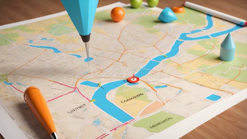 Photo Realistic As Coordinator with Map and Marker Concept As an Image ...