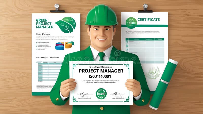 Photo Realistic As Green Project Manager with Project Plan and ...