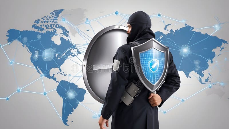 Photo Realistic As Network Security Engineer with Shield and Network ...