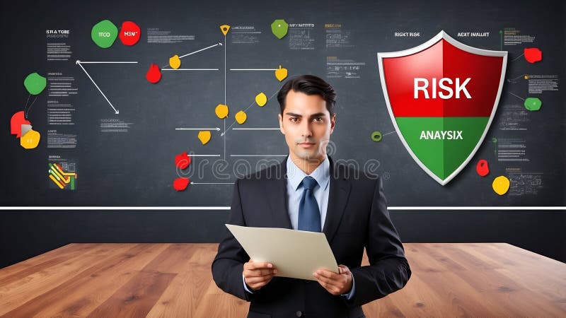 Photo Realistic As Risk Analyst with Risk Matrix and Shield Concept As ...