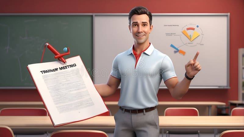 Photo Realistic As Trainer with Training Manual and Pointer Concept As ...