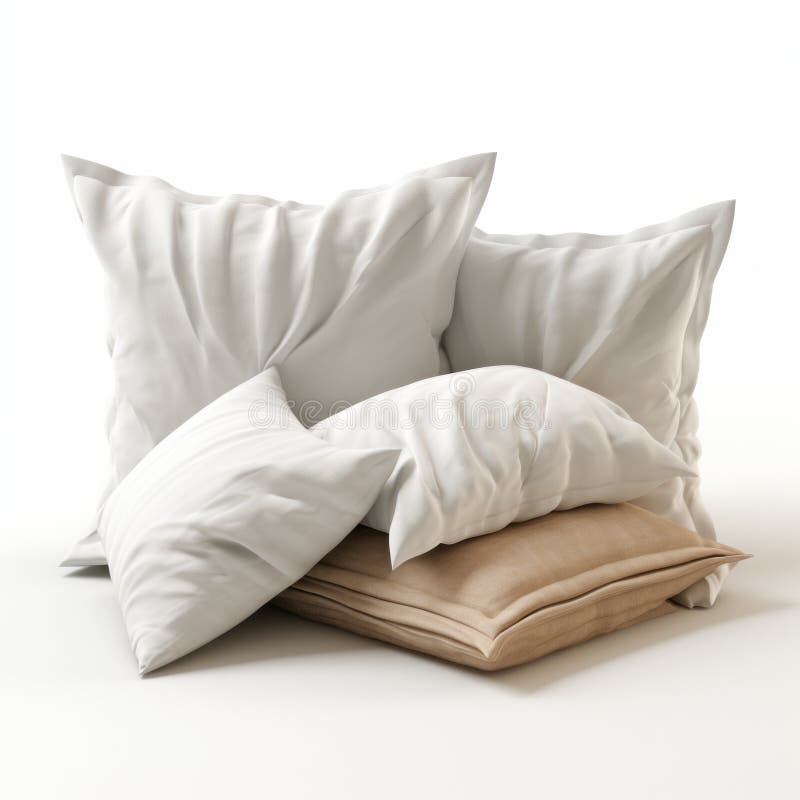 Photo-realistic 3d Model of Multiple Pillows: White and Beige Still ...