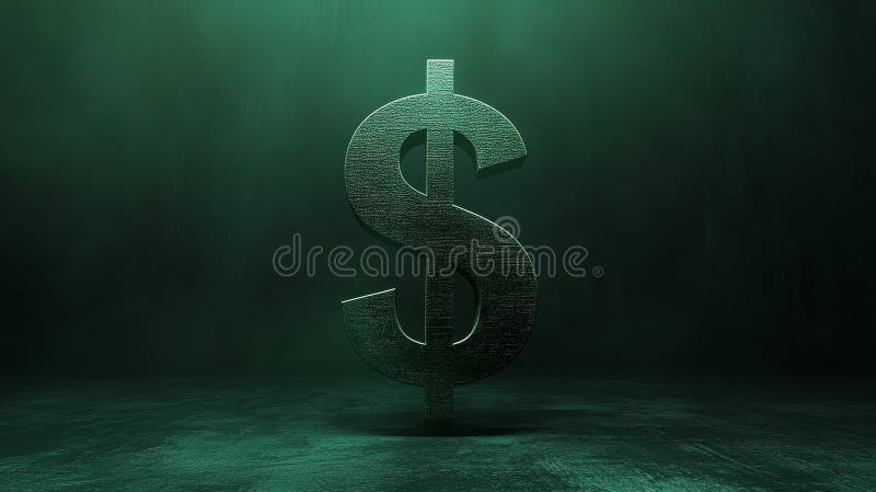 Photo Realistic Dark Green 3d Dollar Sign in Studio with Enhanced ...