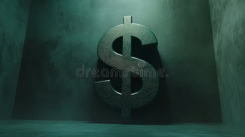 Photo Realistic Dark Green 3d Dollar Sign in Studio with Enhanced ...