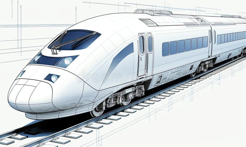 Photo of a Realistic Drawing of a Train on a Track Stock Illustration ...