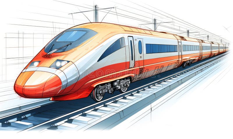 Photo of a Realistic Drawing of a Train on a Track Stock Image - Image ...