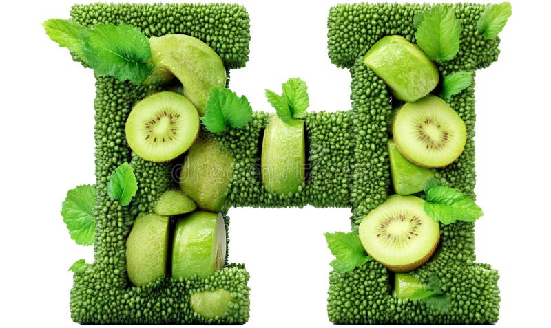 Photo Realistic Image of the Alphabet Letter H with a Honeydew Fruit ...