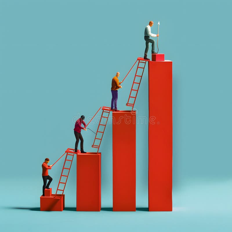 Dynamic Team Collaboration on Progress Graph, Ai Generated Stock ...