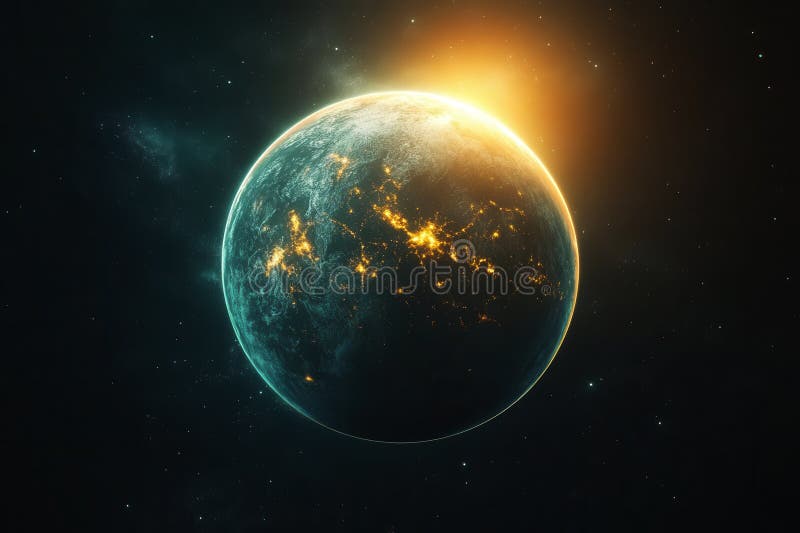 Photo-realistic Image of a Planet with Dreamy Lights and Glowing ...
