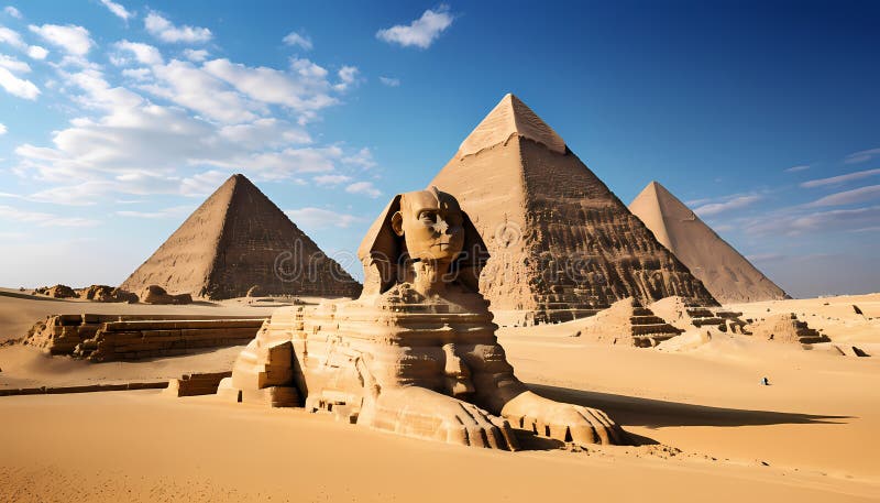 A Photo-Realistic Image of the Pyramids of Giza with Clear Blue Sky ...